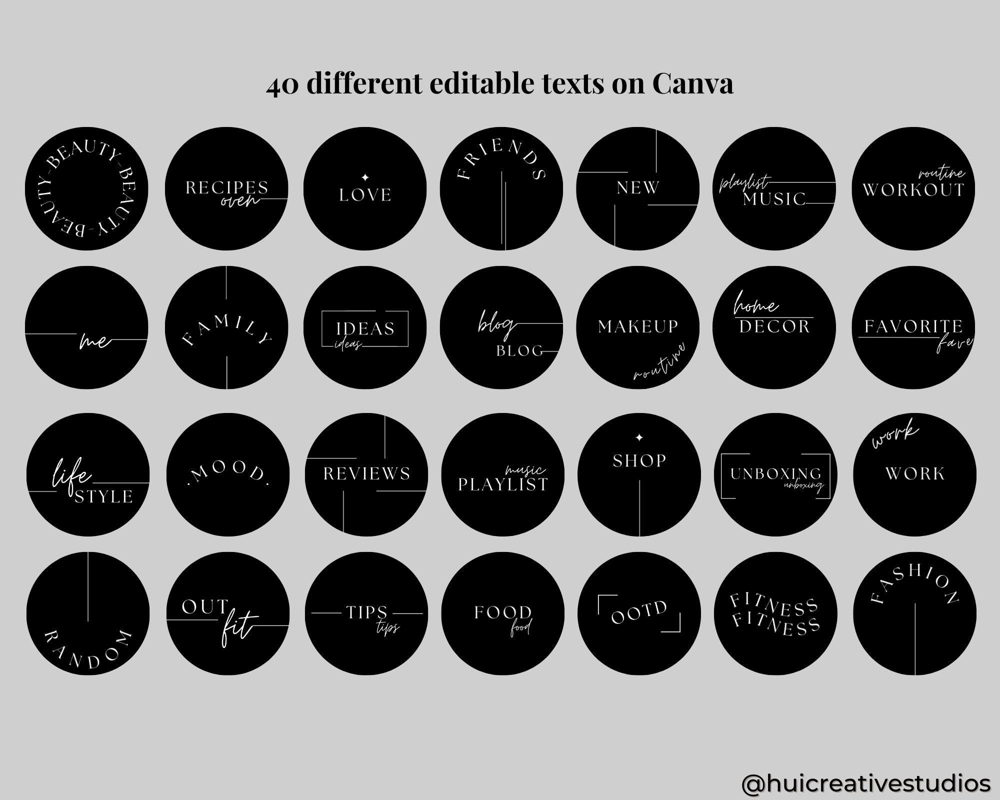 40 Black Instagram Highlight Covers, Minimalist Stories Covers, Black ...