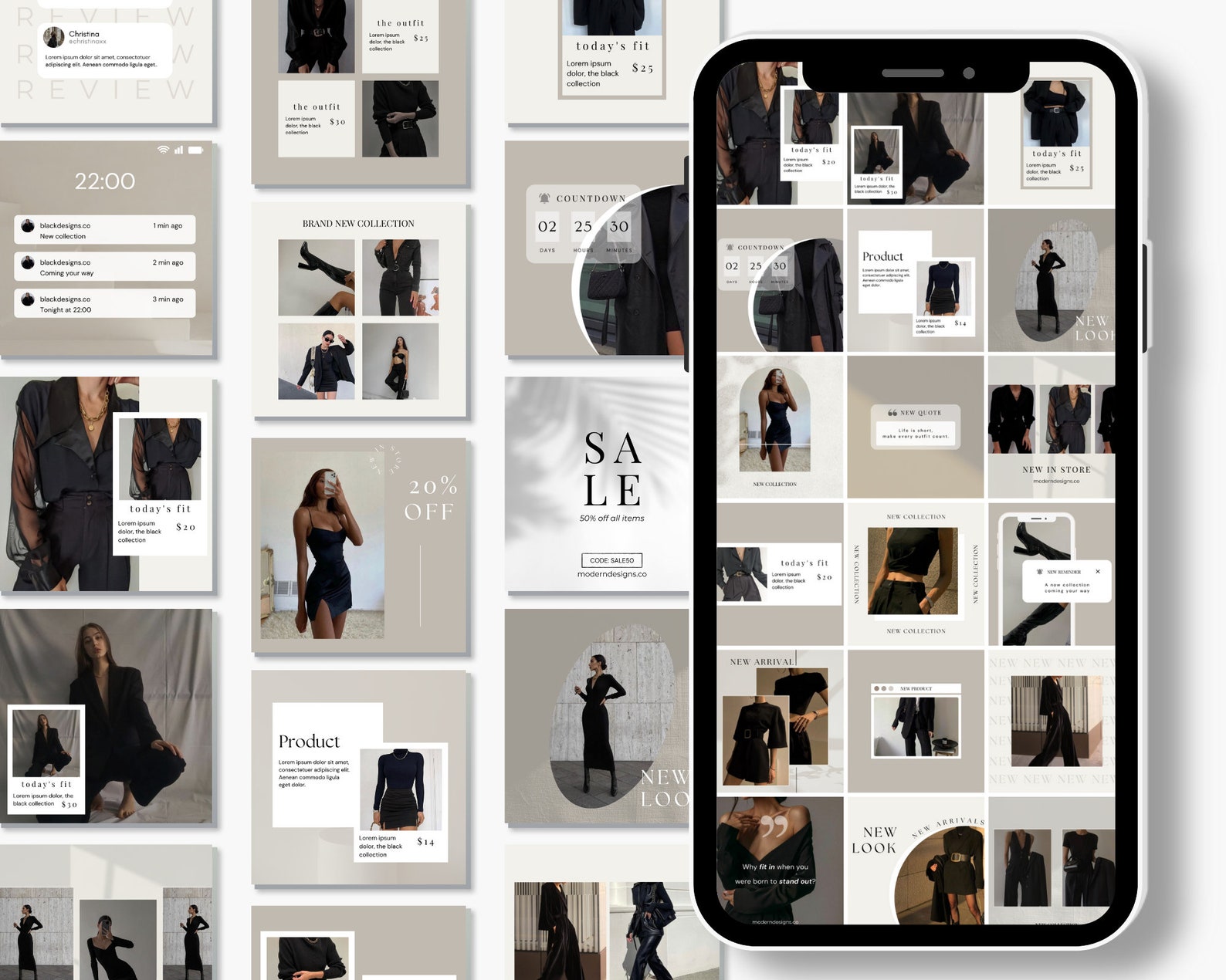 50 Clothing Business Instagram Posts, Online Shop Canva Templates, E ...