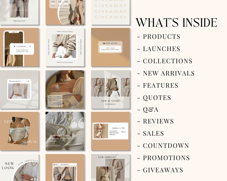 50 Clothing Business Instagram Posts, Online Shop Canva Templates, E ...