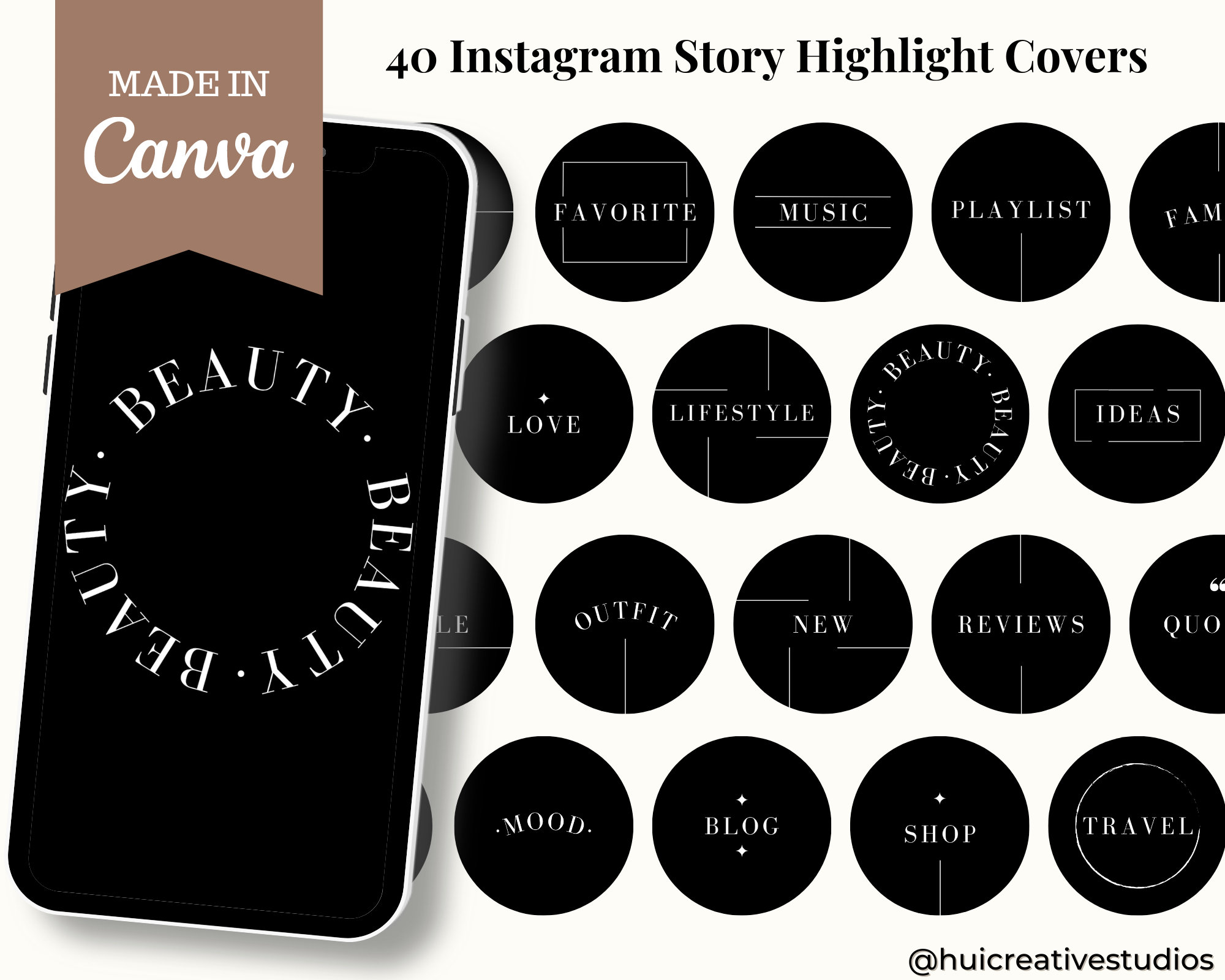 40 Black Instagram Highlight Covers, Minimalist Stories Covers, Black ...