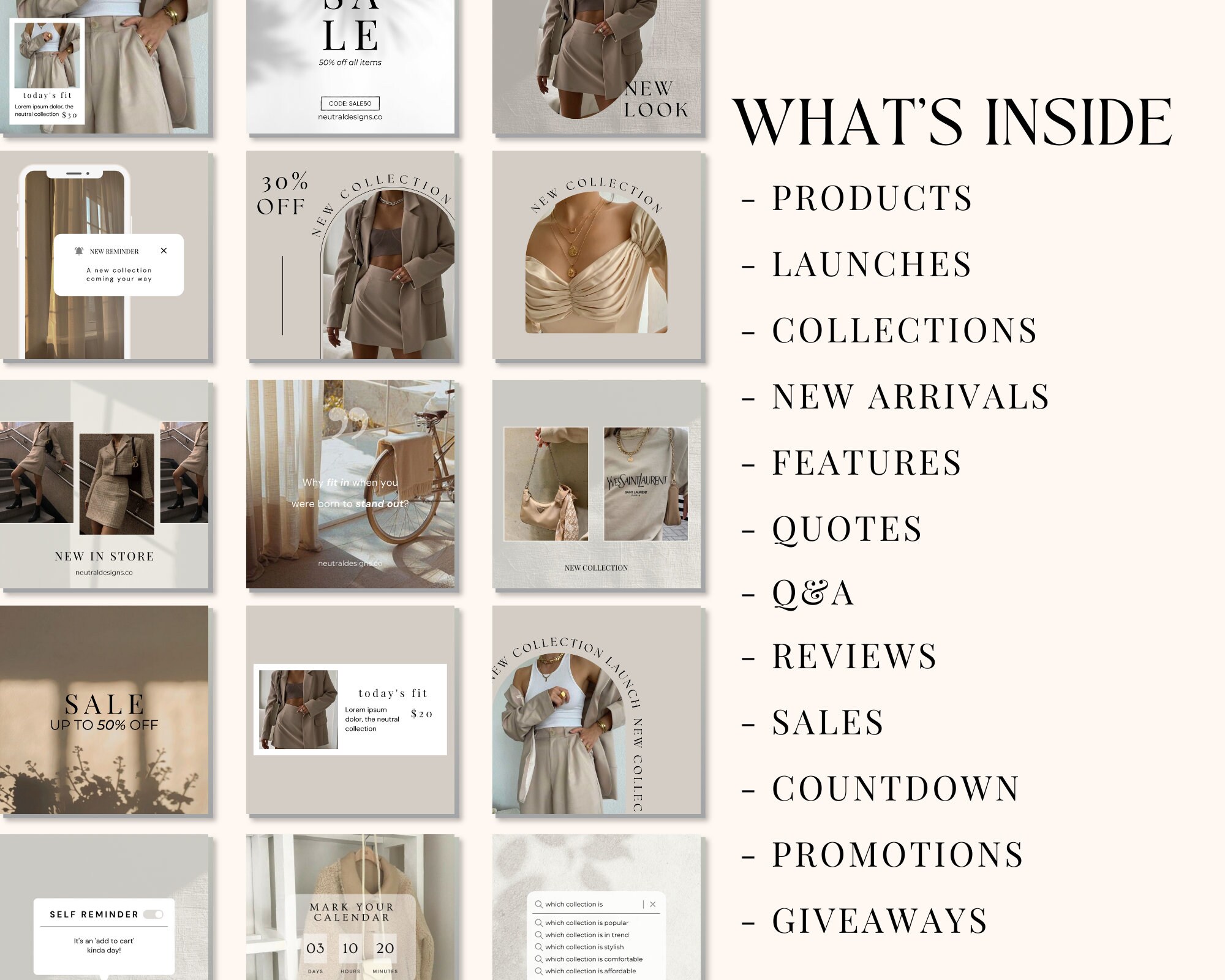 50 Clothing Business Instagram Posts, Online Shop Canva Templates, E ...