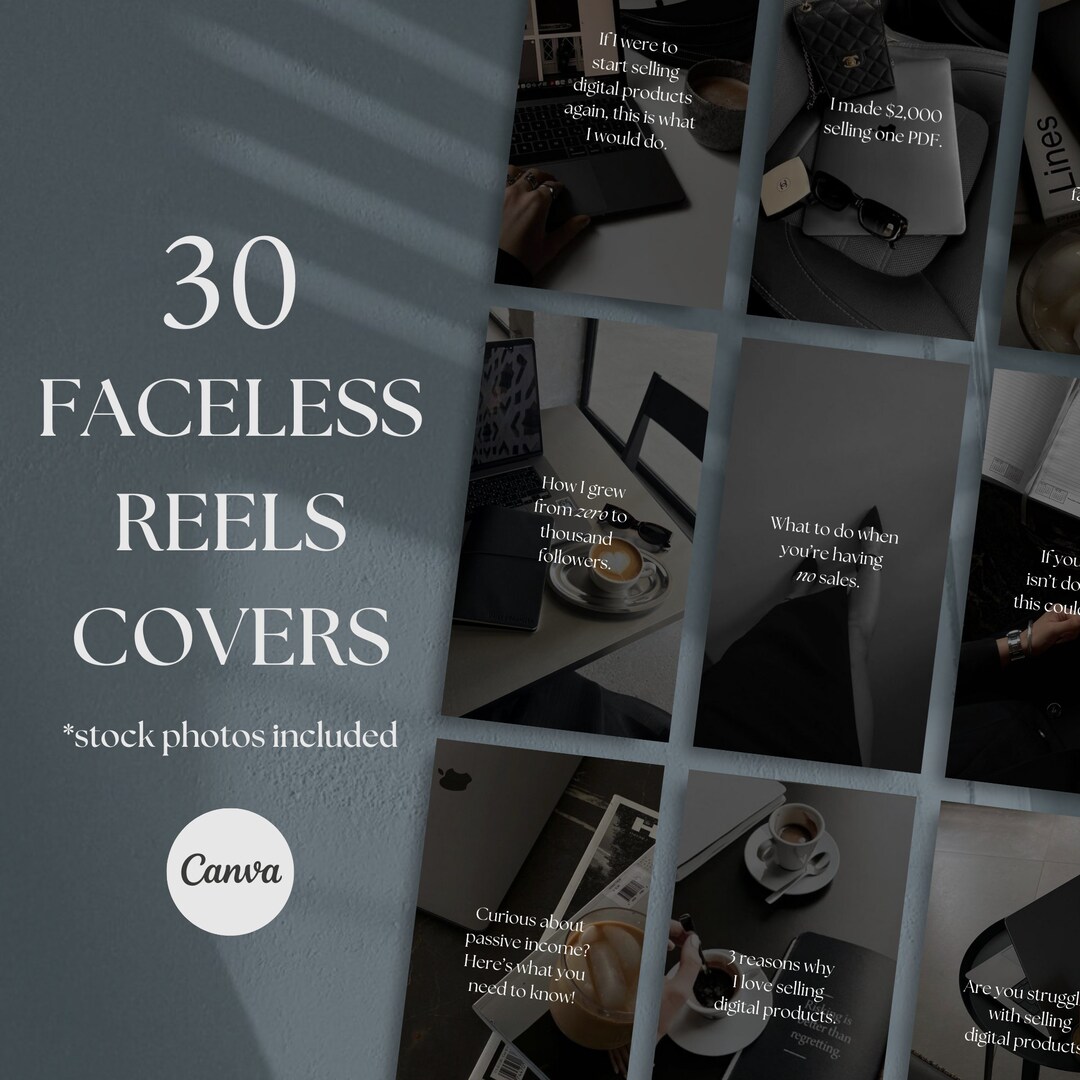 Faceless Instagram Template Reels Cover Social Media Reel Editable IG ...