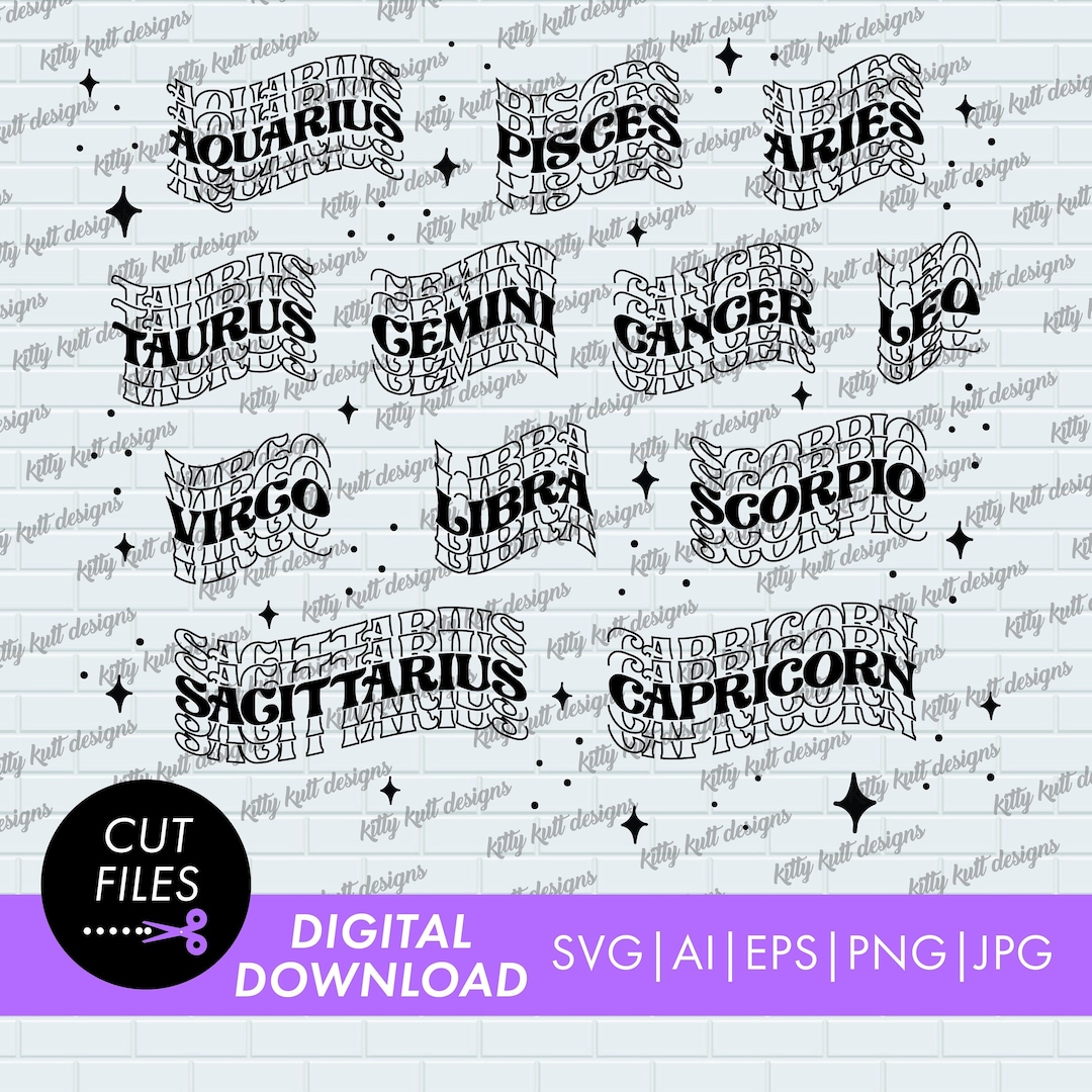 Zodiac Signs Bundle SVG Instant Digital Download | Horoscope SVG ...