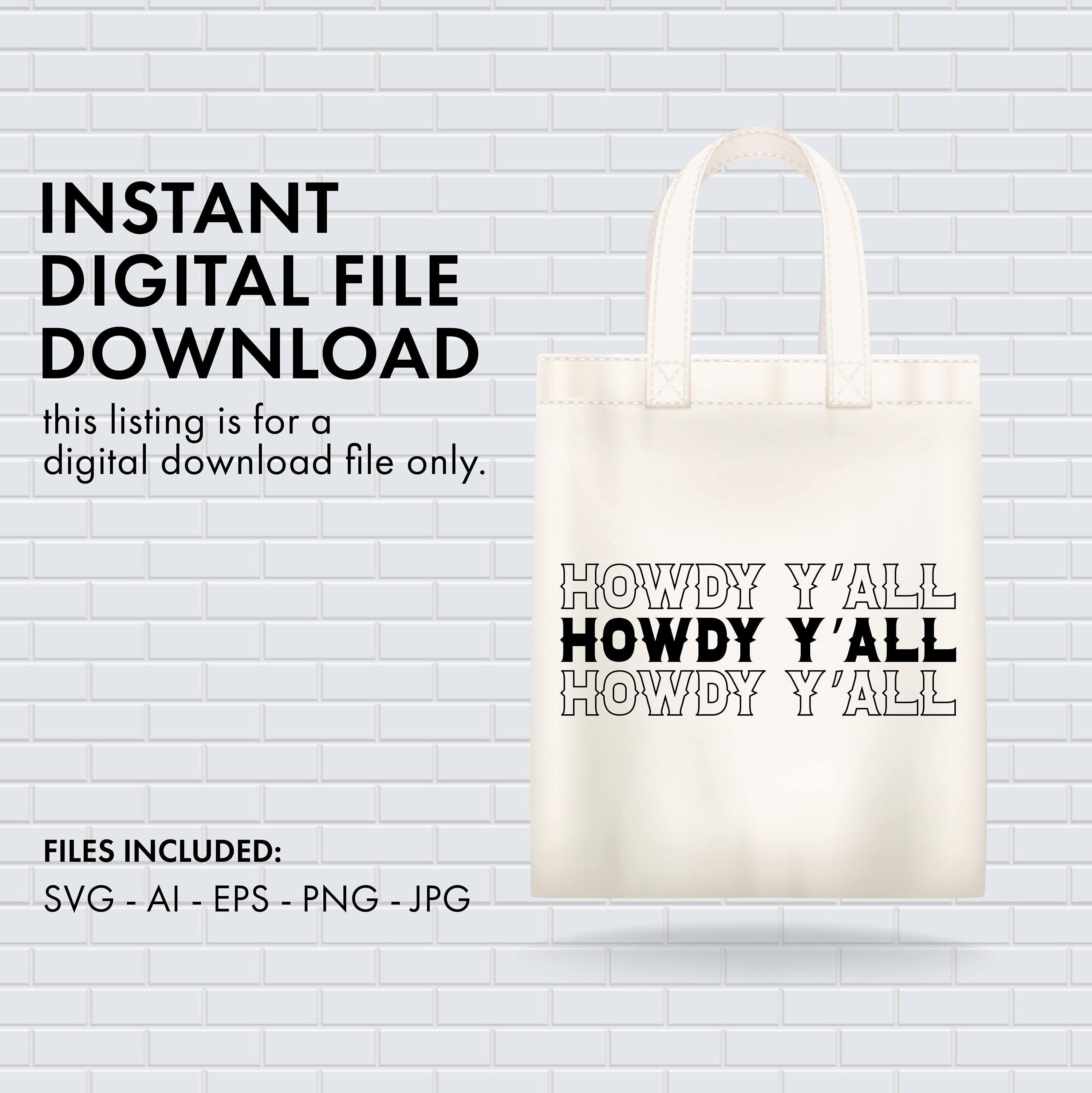 Howdy Y'all SVG Instant Digital Download Howdy Yall - Etsy