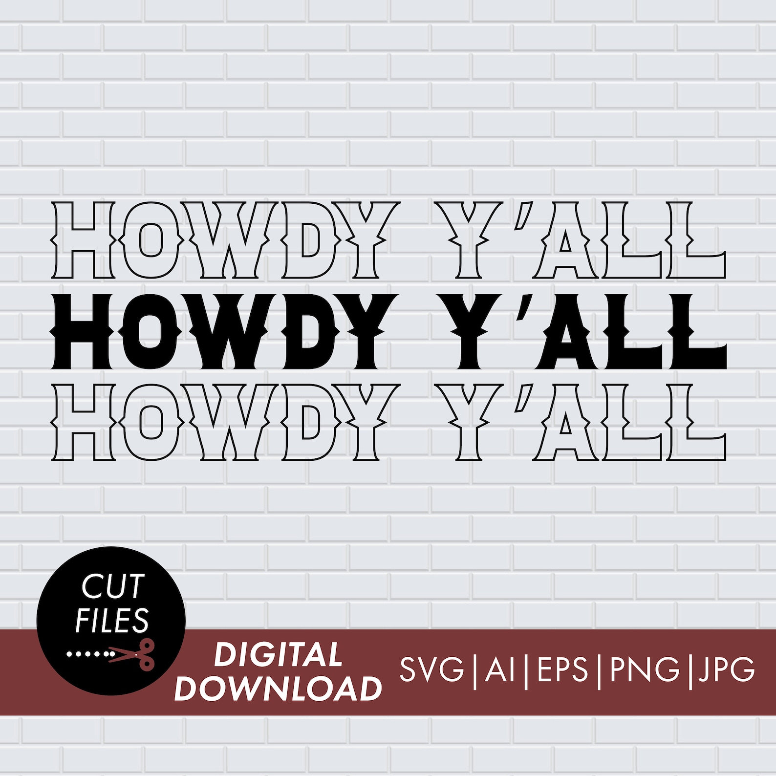 Howdy Y'all SVG Instant Digital Download Howdy Yall - Etsy