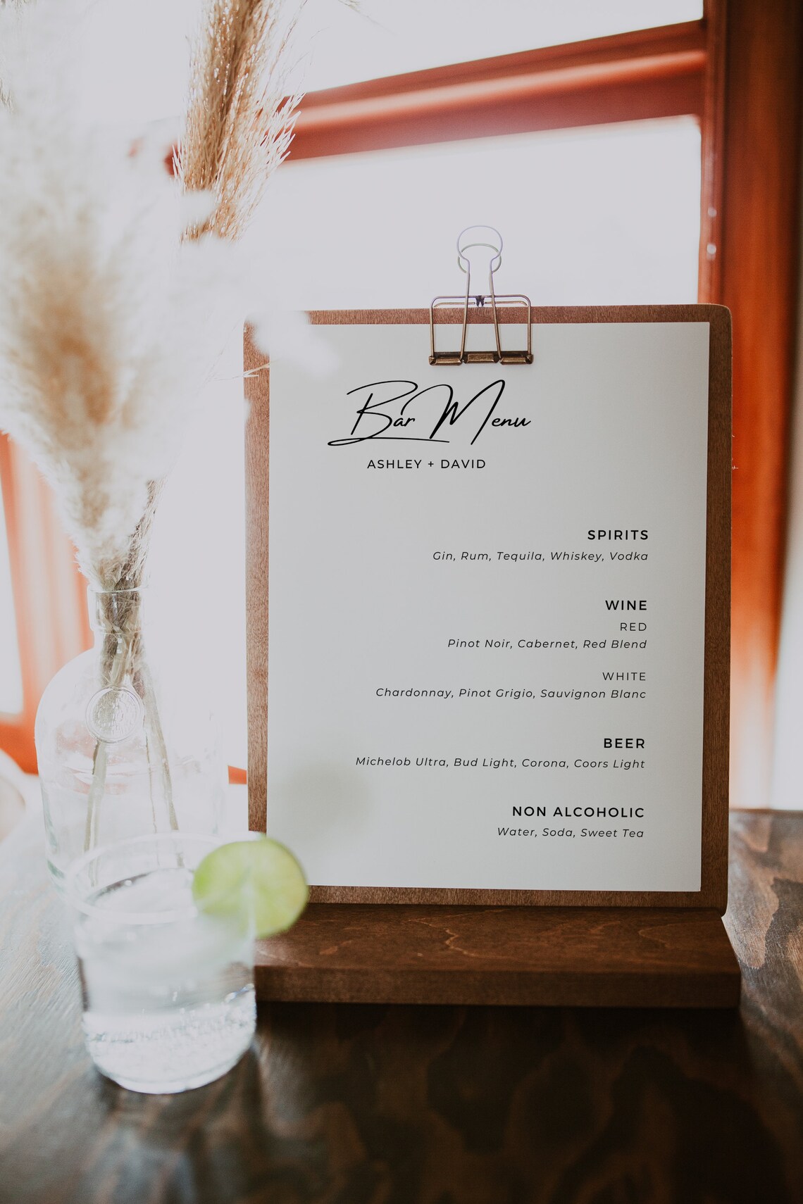Wedding Bar Menu | Editable Wedding Drink Sign, Modern, Minimalist ...