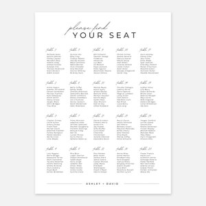 Wedding Seating Chart Template | Handwritten, Minimalist, Editable ...