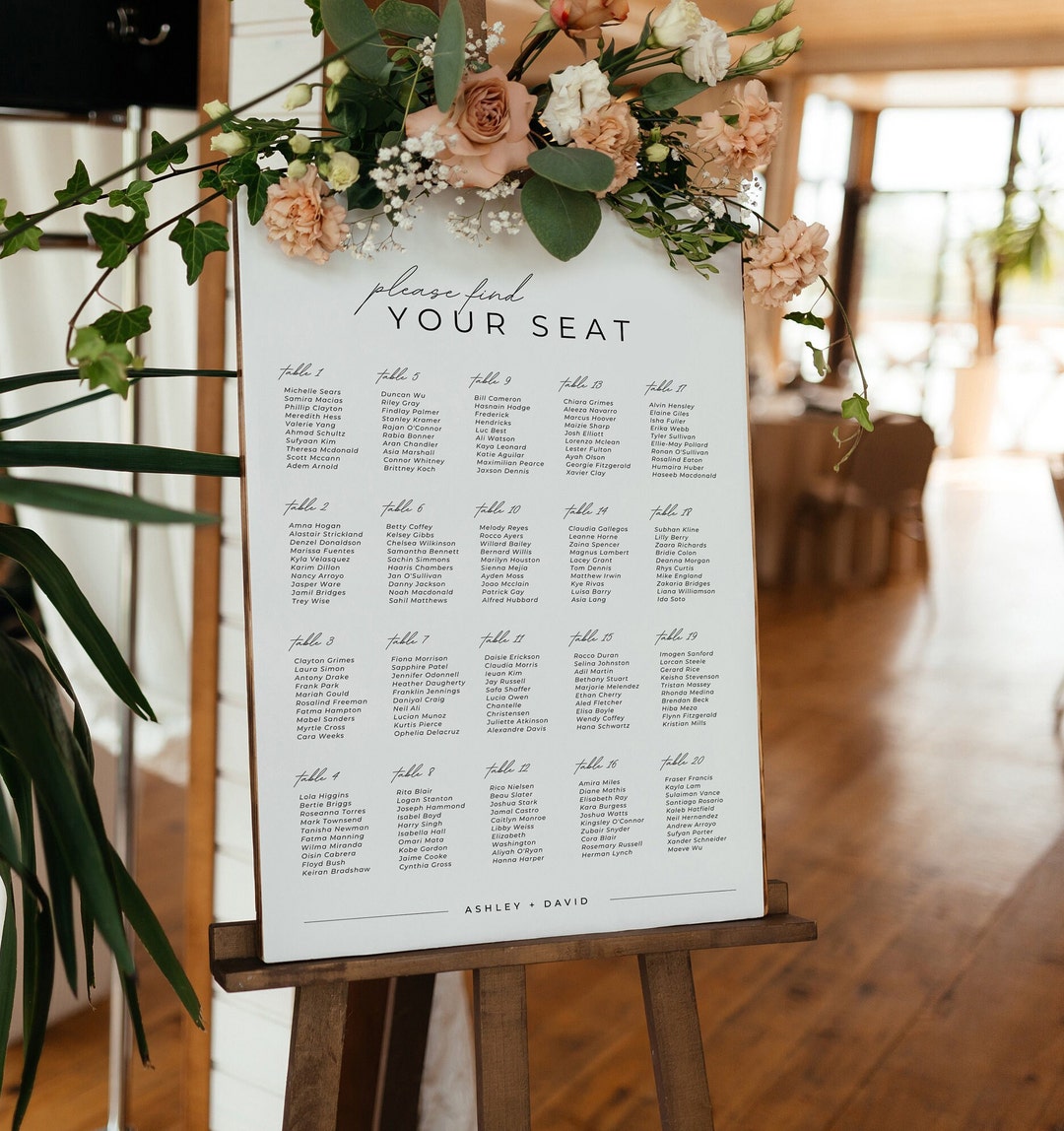 Wedding Seating Chart Template | Handwritten, Minimalist, Editable ...