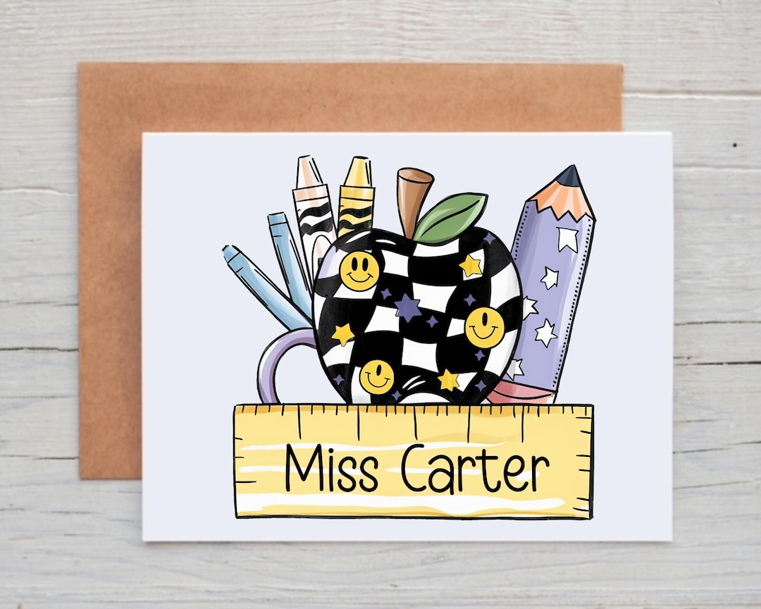 Back to School Teacher Gift, Personalized Teacher Note Card, Teacher ...