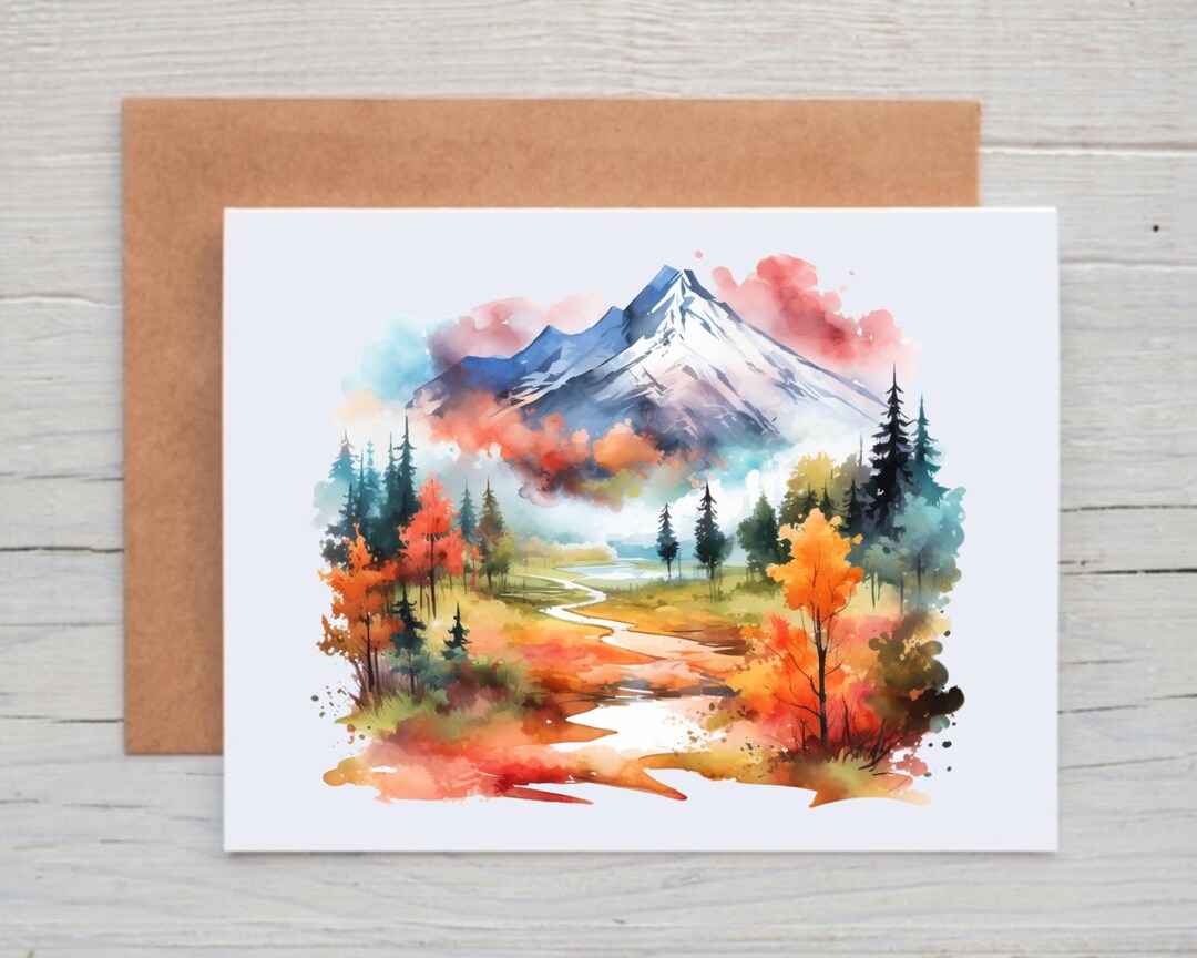 Fall Mountain Note Cards, Fall Landscape Cards With Envelopes, Fall ...