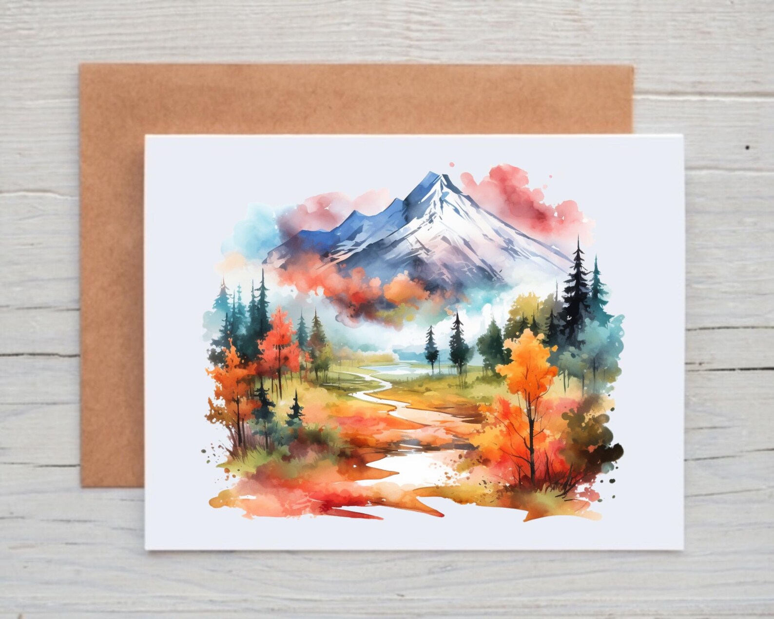 Fall Mountain Note Cards, Fall Landscape Cards With Envelopes, Fall ...