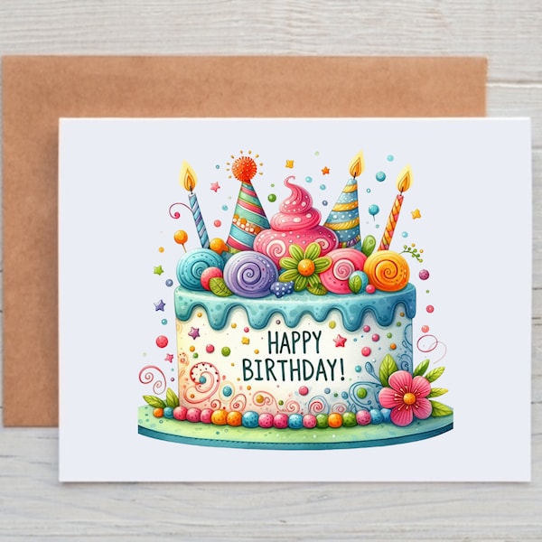 Happy Birthday Card Pack, Blank Birthday Cards With Envelopes, Pretty ...