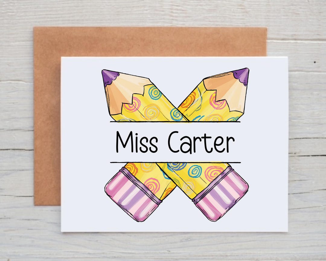 Back to School Teacher Gift, Personalized Teacher Note Card, Teacher ...