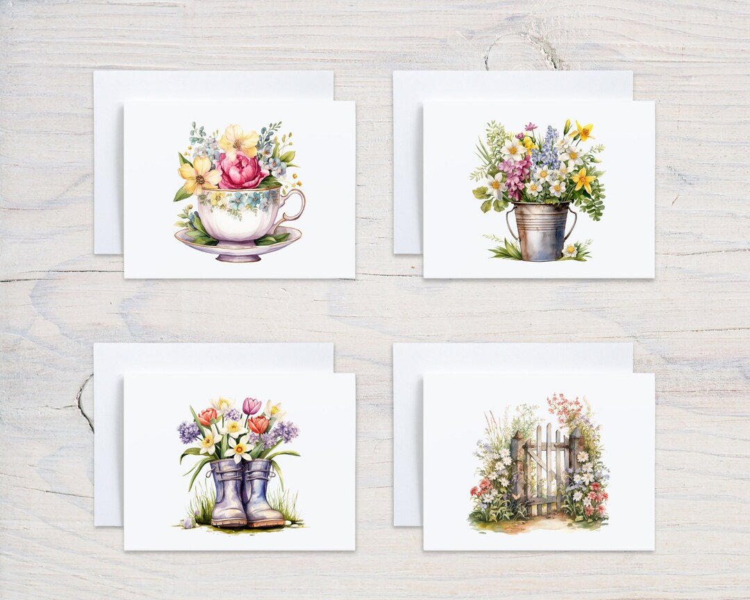Spring Note Cards With Envelope, Spring Variety Card Pack, Assortment ...