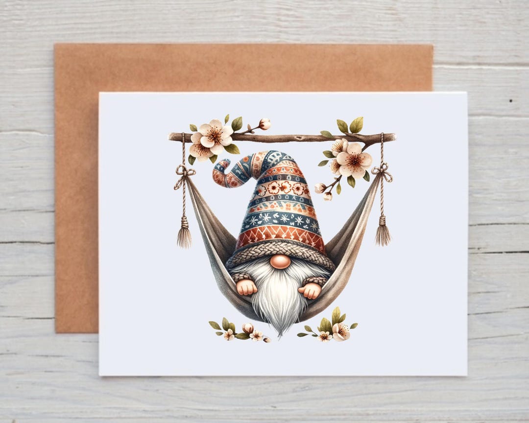 Boho Gnome Cards With Envelopes, Gnome Note Cards, Gnome Greeting Cards ...