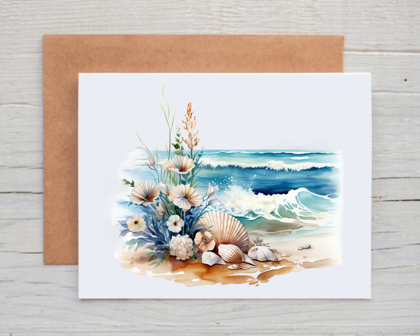 Watercolor Beach Note Cards With Envelopes, Beach Stationery for Women ...