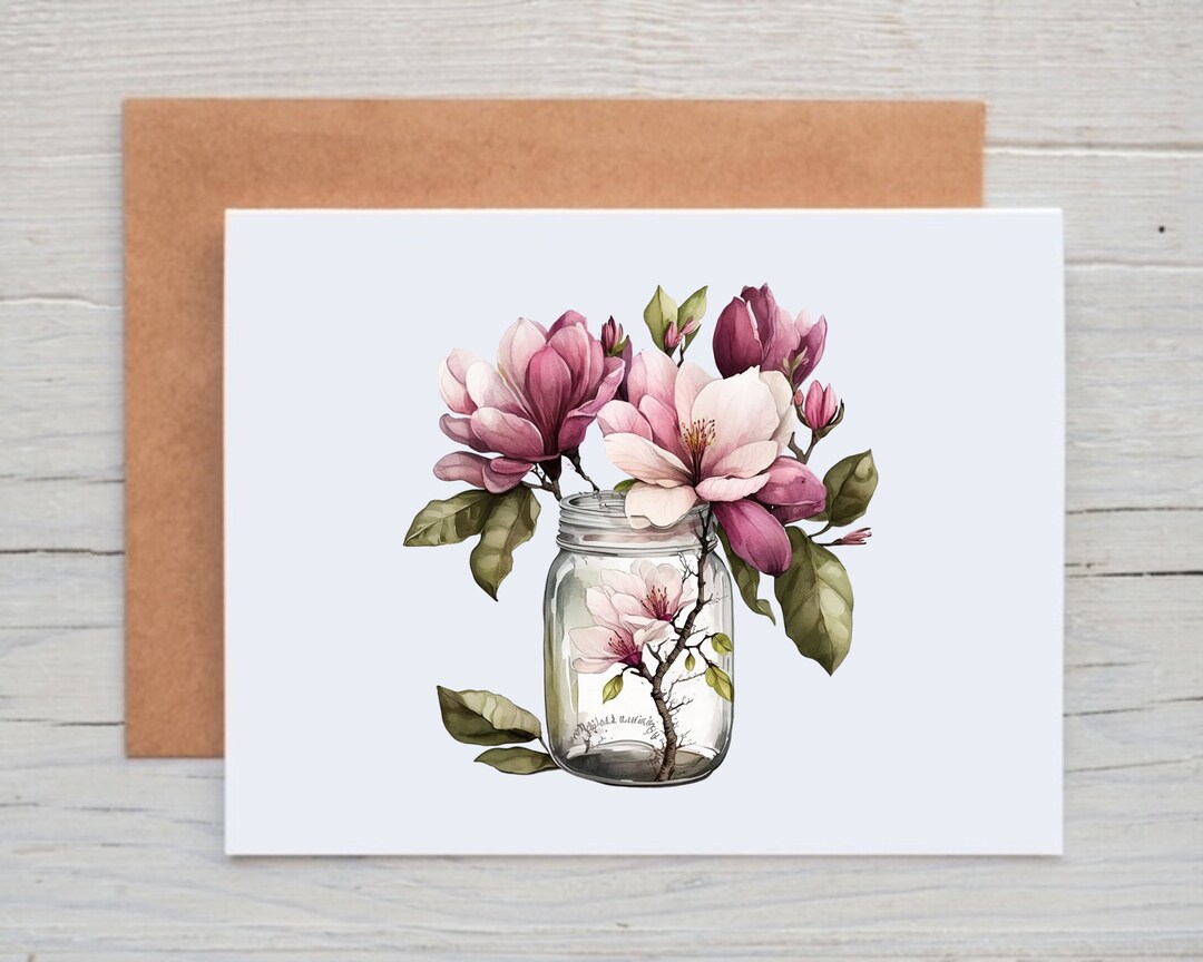 Magnolia Note Cards With Envelopes, Spring Stationery for Women, Floral ...