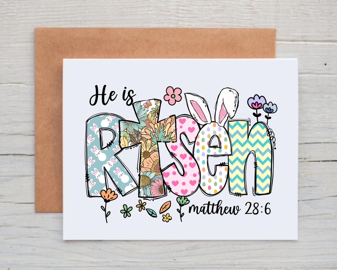 Easter Note Cards With Envelopes, He is Risen Card, Easter Greeting ...