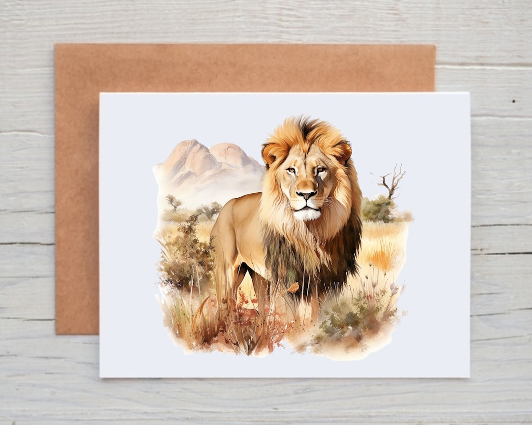 Lion Note Cards With Envelopes, Lion Stationery, Lion Gifts for Women ...