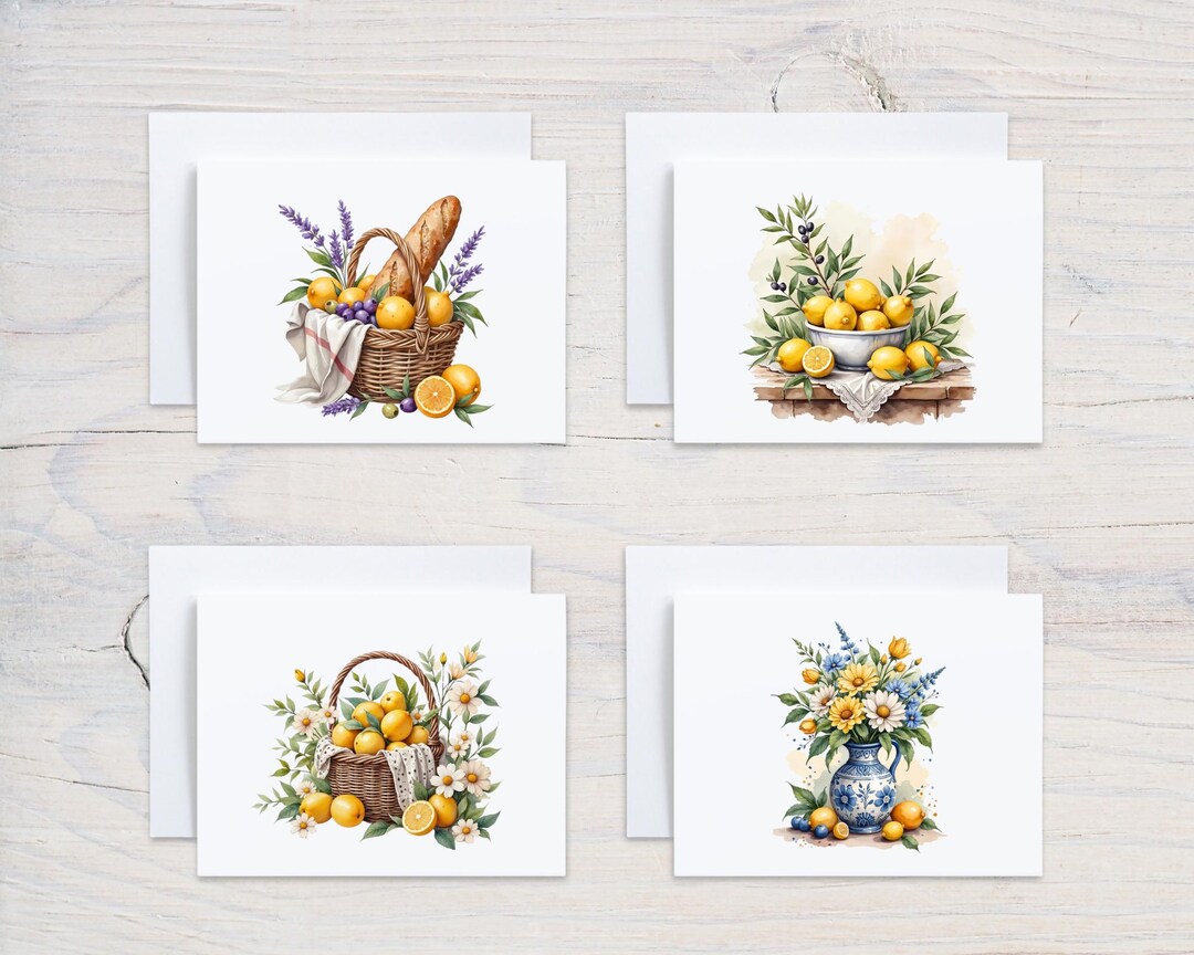 Lemon Note Cards Variety Pack, Lemon Stationery, Spring Note Cards ...