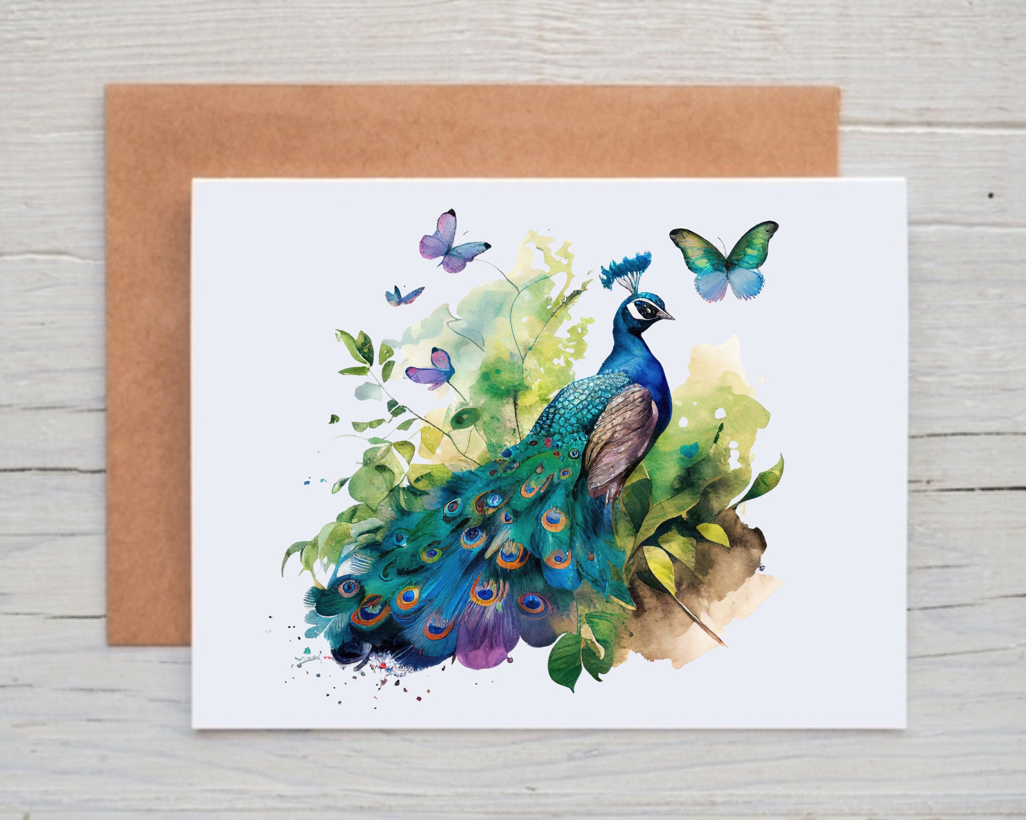 Peacock Note Cards With Envelopes, Peacock Card Pack, Peacock ...