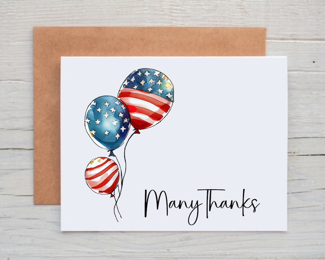 Patriotic Thank You Cards With Envelopes, Patriotic Stationary for ...