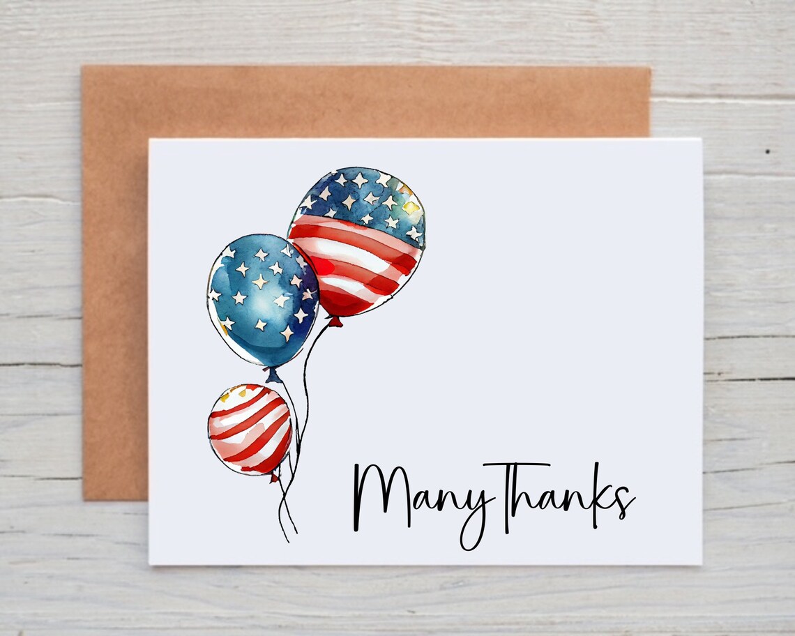 Patriotic Thank You Cards With Envelopes, Patriotic Stationary for ...