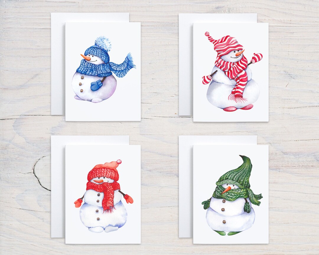 Snowman Note Cards, Winter Card Set, Blank Cards With Envelopes, Winter ...