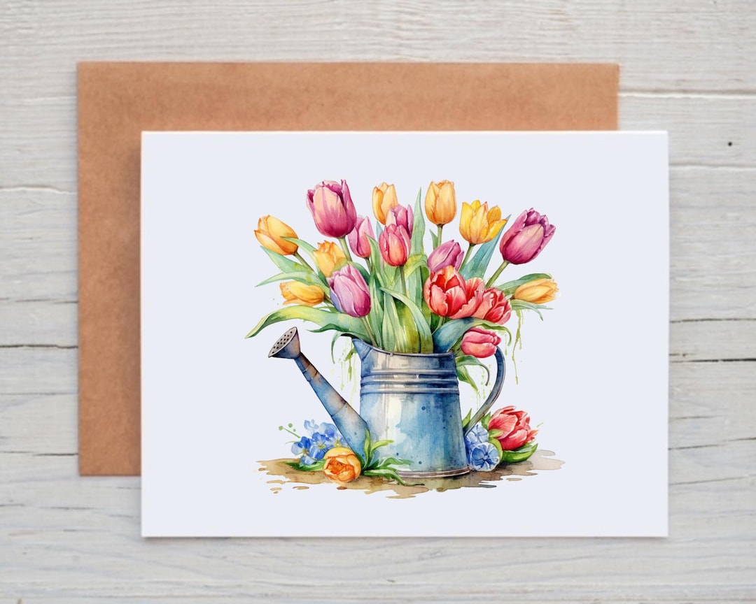 Tulip Note Cards With Envelopes, Floral Card Pack, Spring Stationery ...