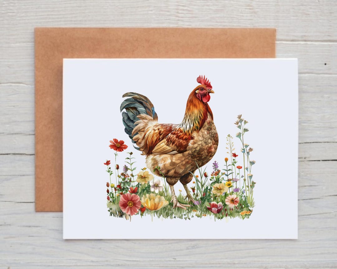 Chicken Note Cards With Envelopes, Chicken Greeting Cards, Chicken Gift ...