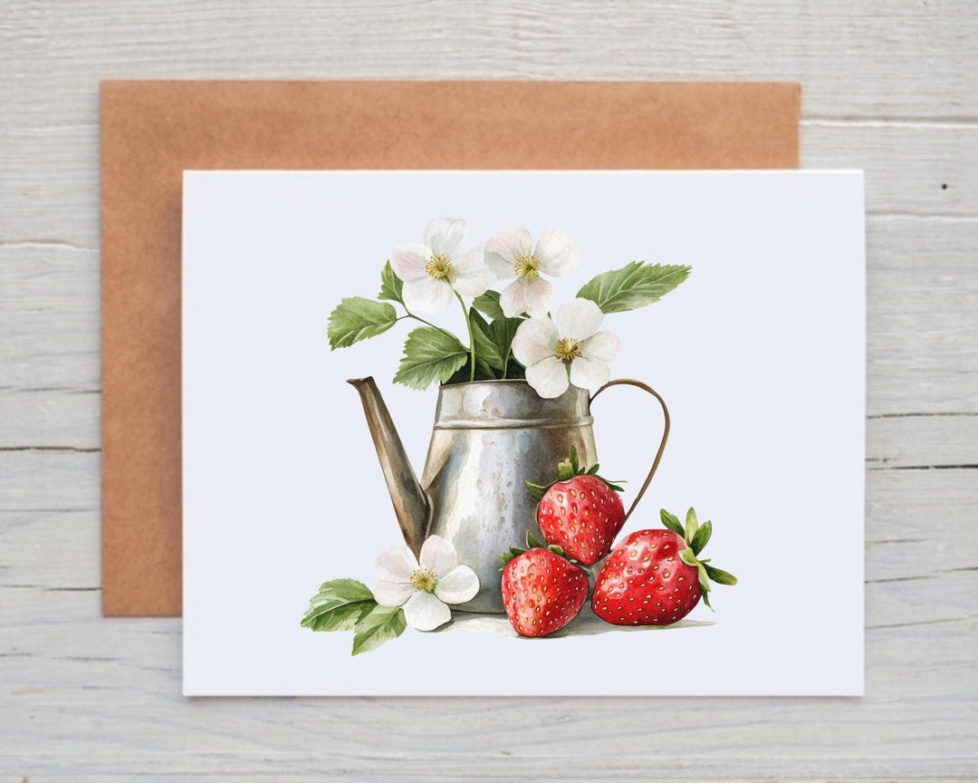 Strawberry Note Cards With Envelopes, Summer Stationery for Women ...