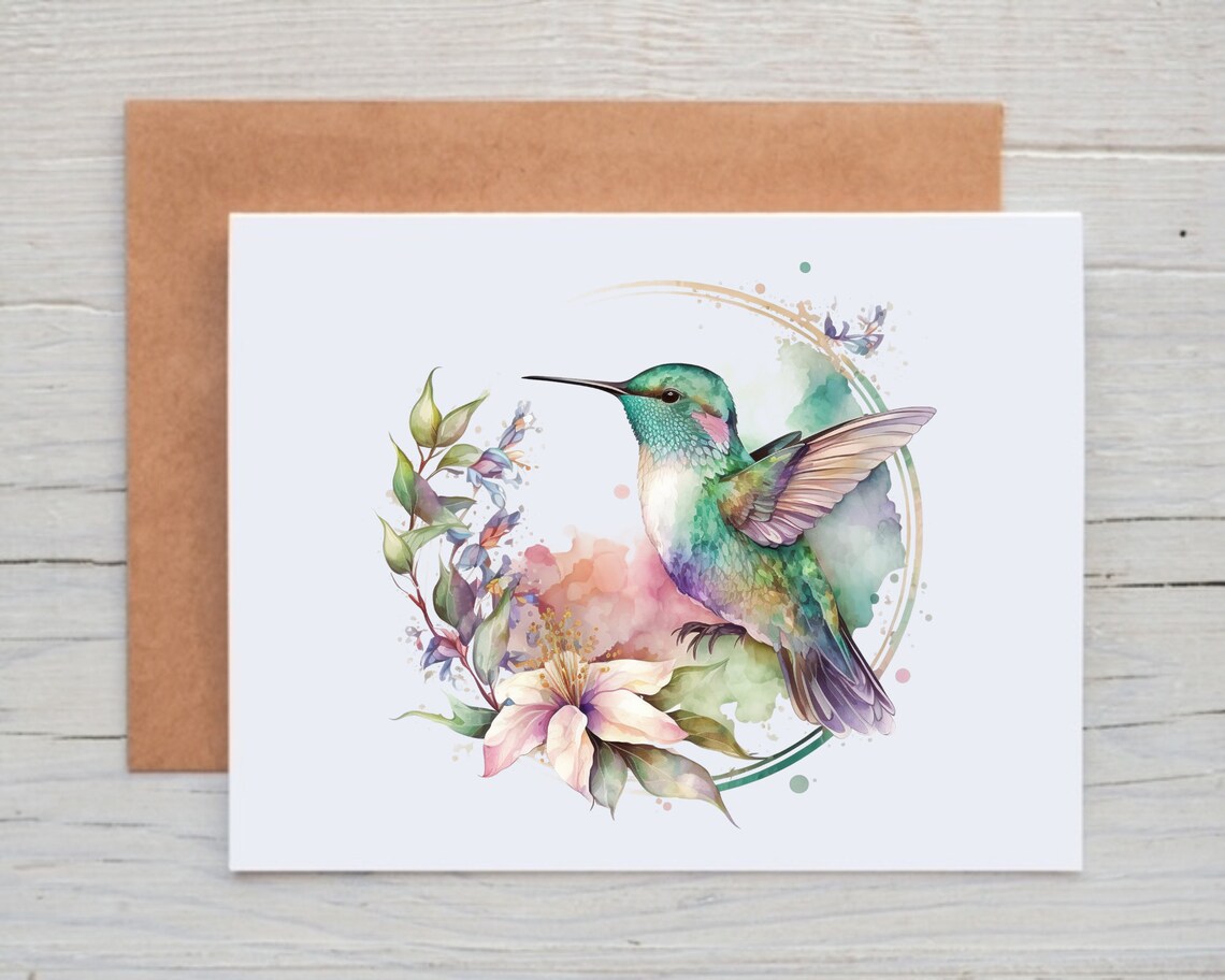 Hummingbird Note Cards With Envelopes, Bird Card Pack, Bird Stationery ...
