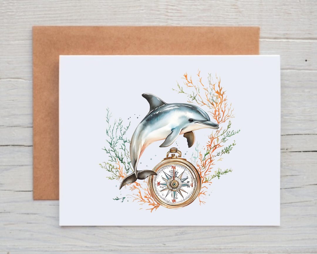 Dolphin Note Cards With Envelopes, Summer Stationery, Dolphin Gifts for ...