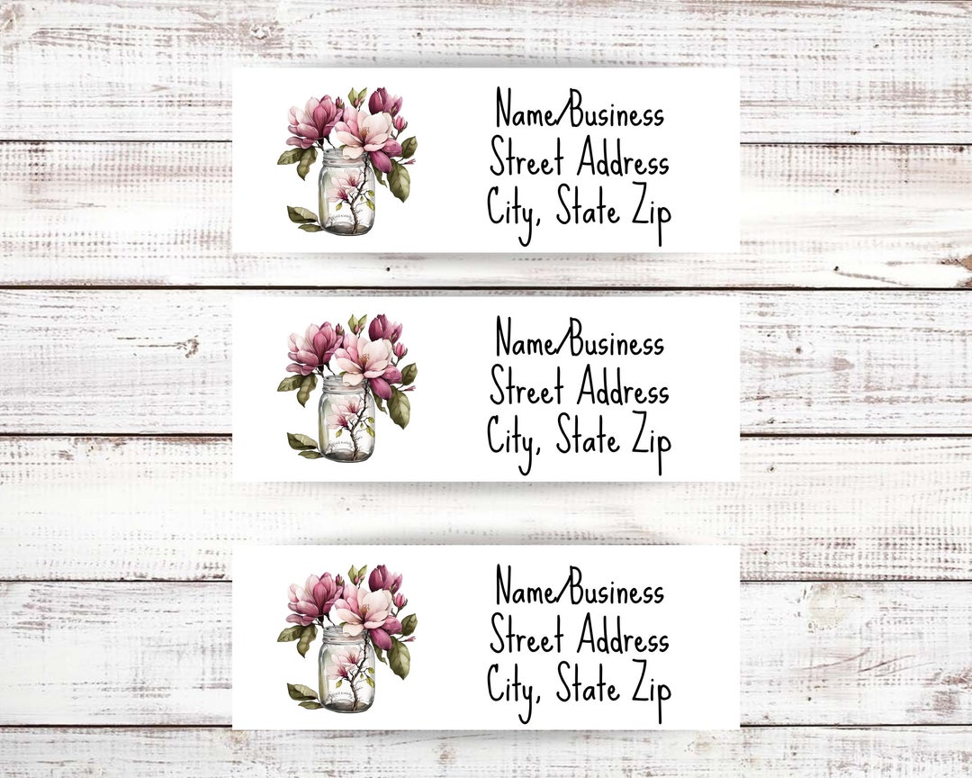 Magnolia Address Label, Personalized Return Address Labels for Envelope ...