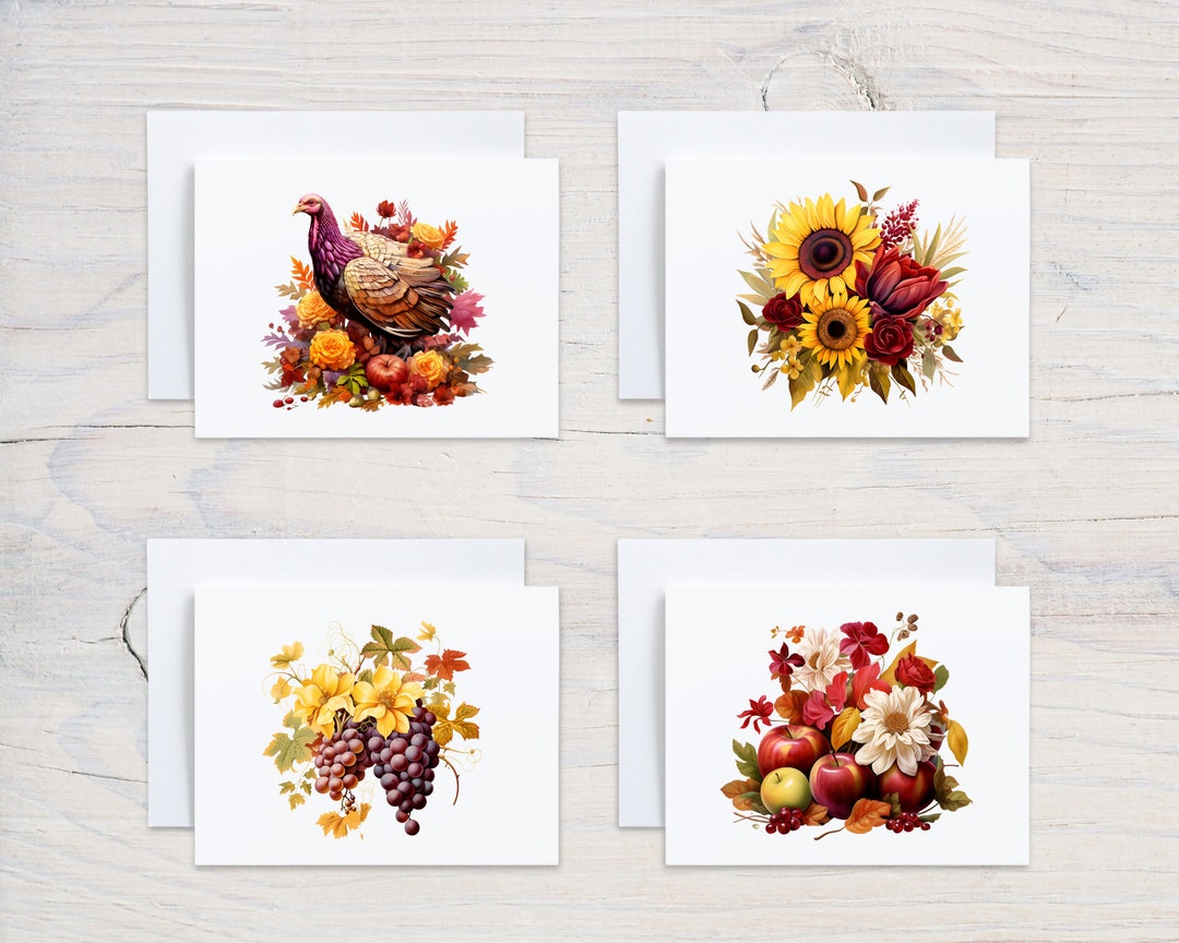 Fall Note Cards With Envelopes, Thanksgiving Card Pack, Fall Stationery ...