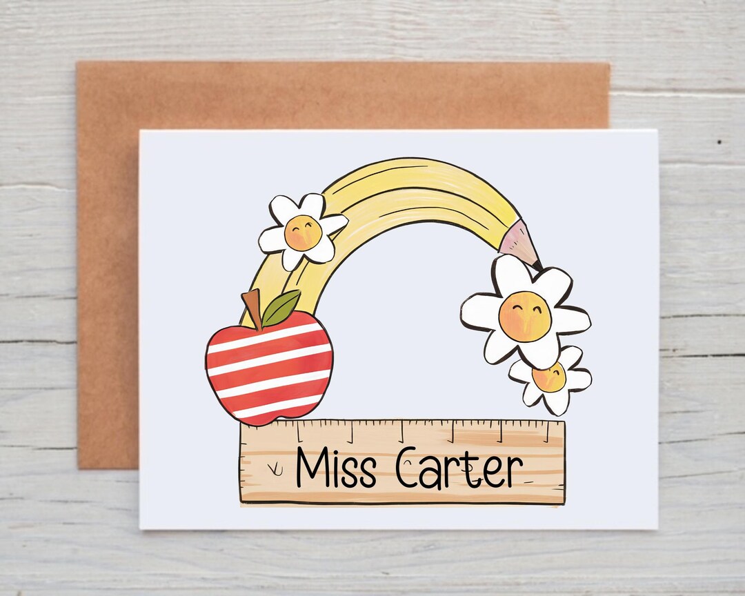 Back to School Teacher Gift, Personalized Teacher Note Card, Teacher ...