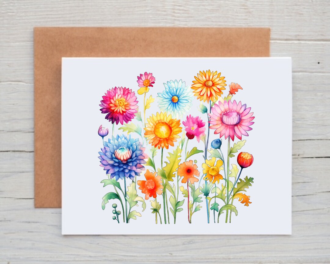Wildflower Note Cards With Envelopes, Botanical Card Set, Floral Note ...
