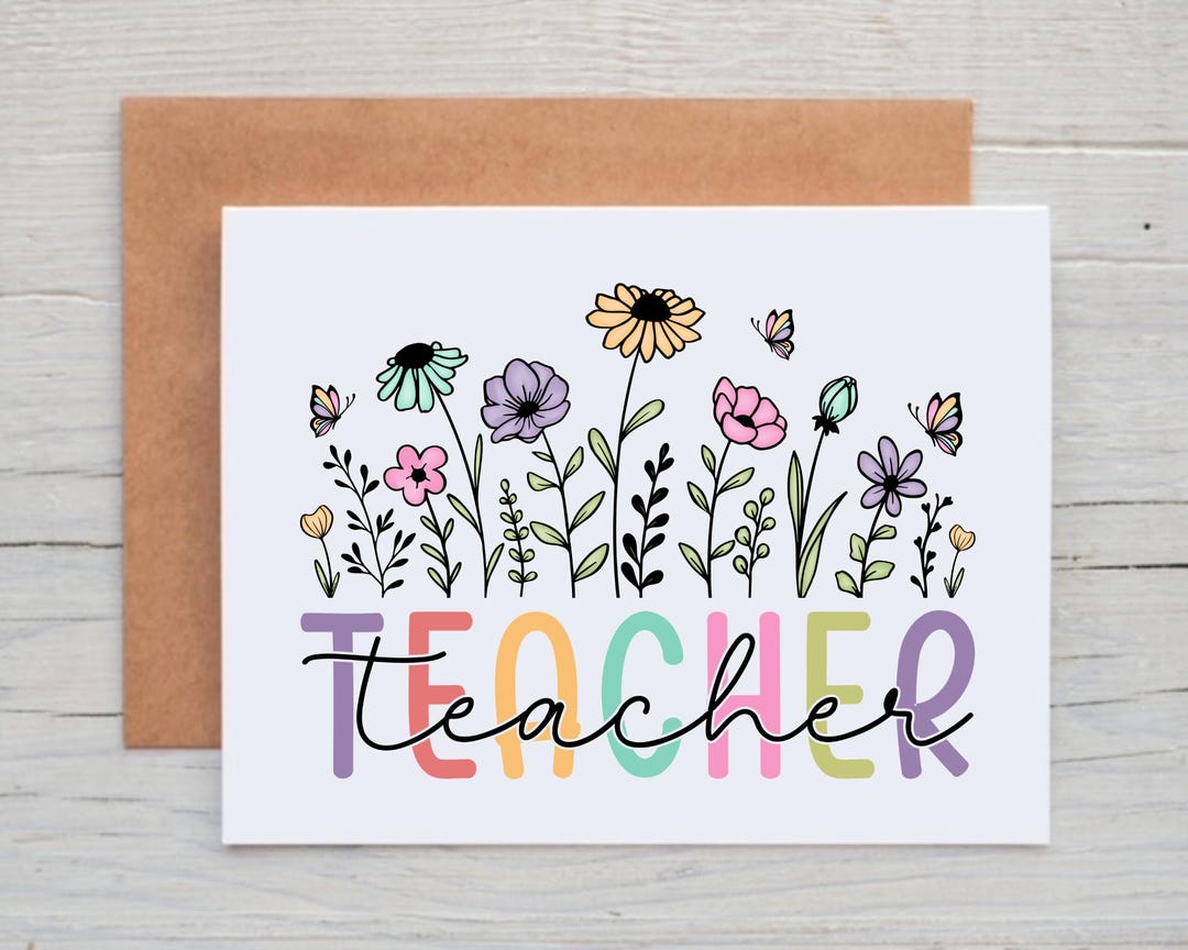 Floral Teacher Note Cards, Teacher Appreciation Gift, End of Year ...