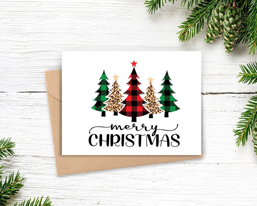 Christmas Tree Stationery Buffalo Plaid Tree Cards Holiday - Etsy