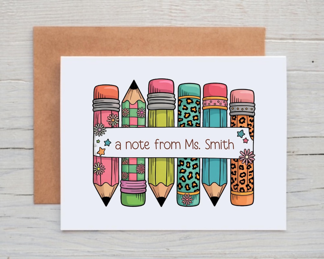 Personalized Teacher Note Card, Teacher Appreciation Gift, End of Year ...