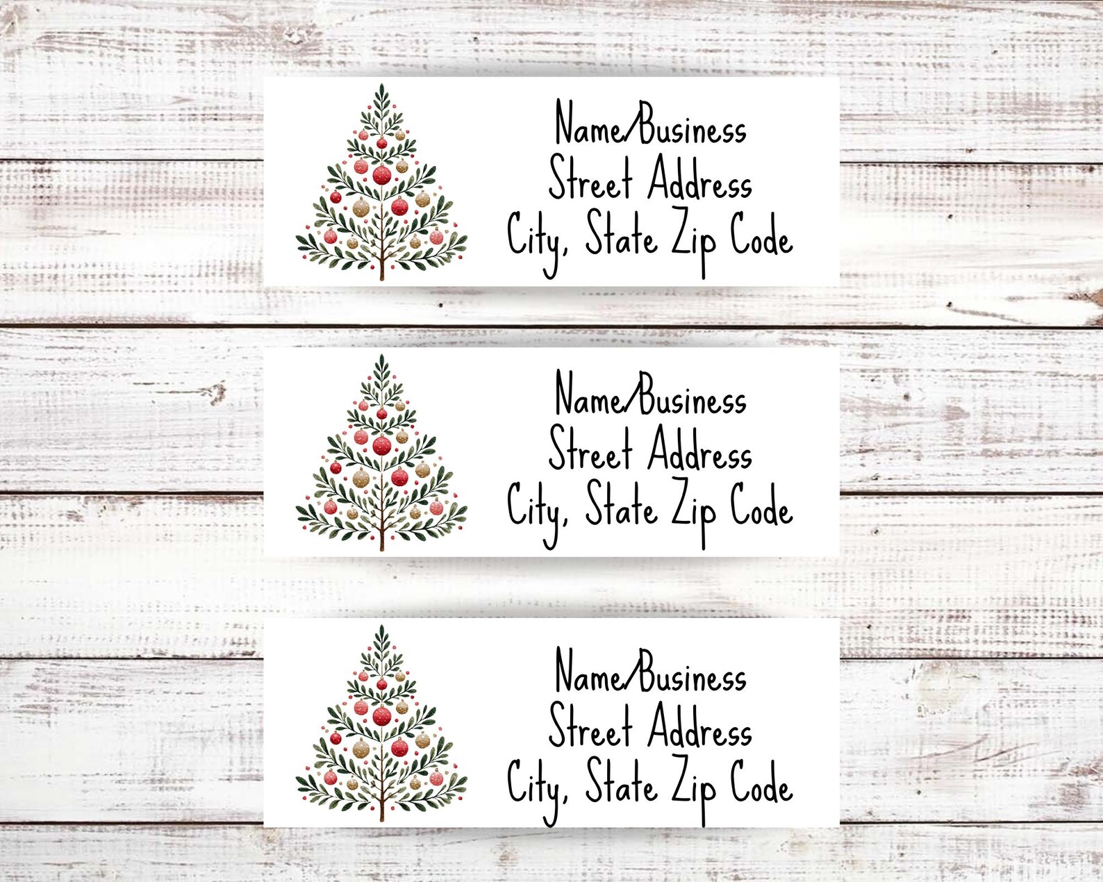 Christmas Tree Address Labels, Merry Christmas Address Labels, Holiday ...