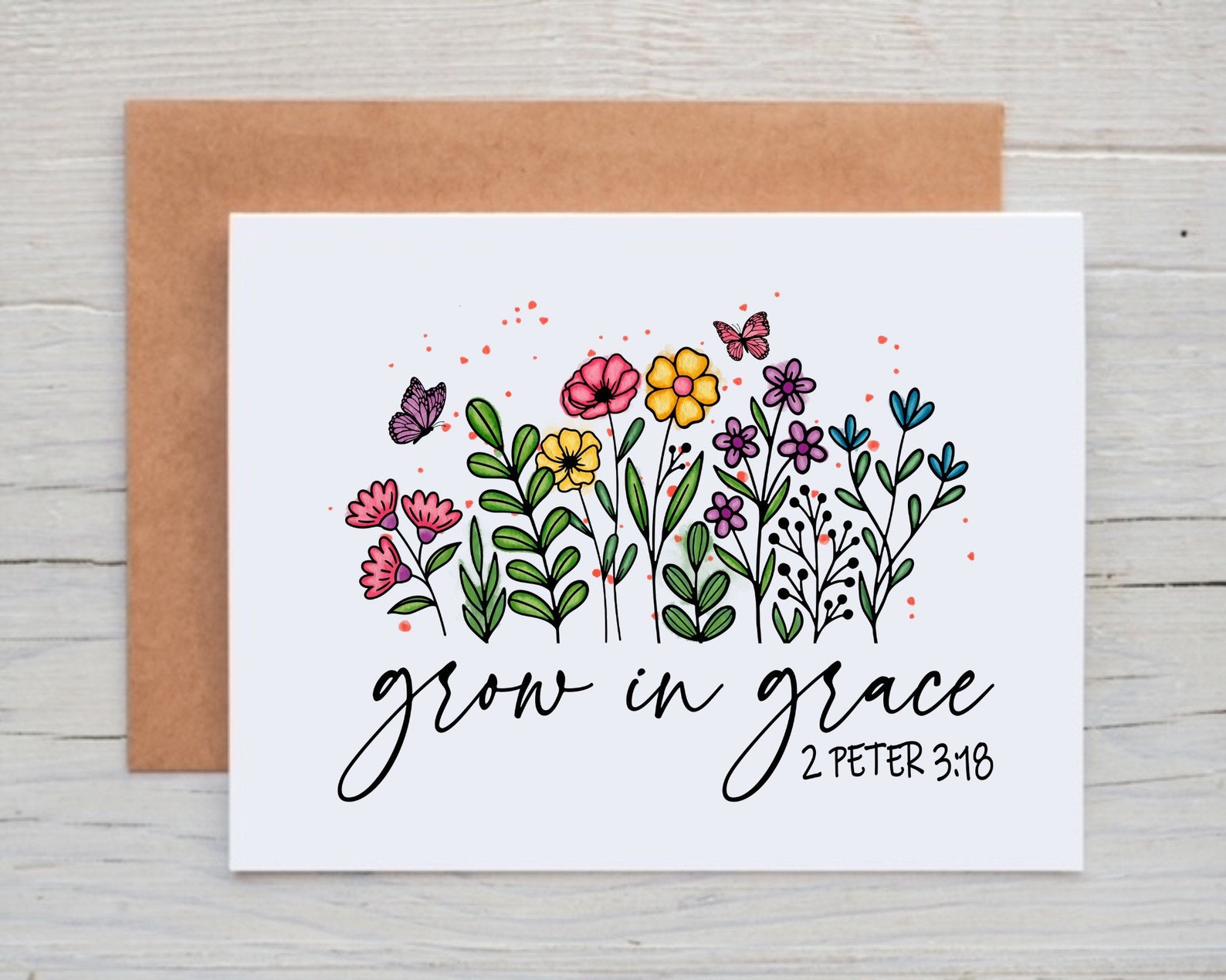 Grow in Grace Christian Note Cards With Envelopes, Encouragement Cards ...