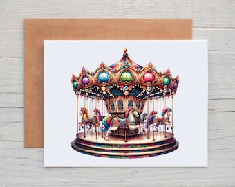 French Carousel Note Cards Stationery Set of 10 Cards in White or Light ...
