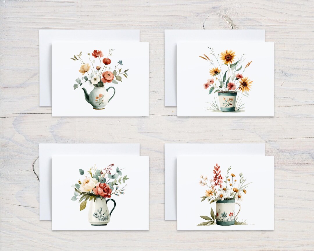 Floral Note Cards Variety Pack, Floral Stationery, Spring Note Cards ...