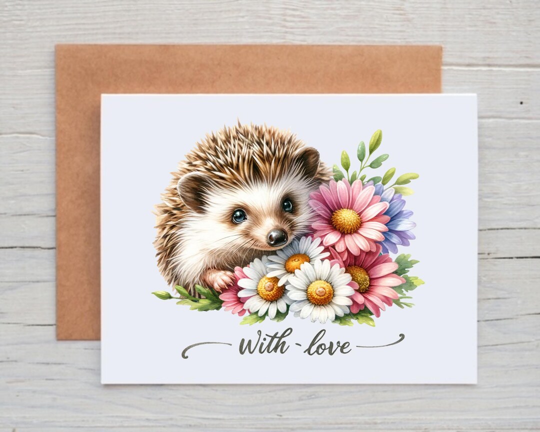 Hedgehog Note Cards With Envelopes, Hesgehog Stationery, Hedgehog Gifts ...