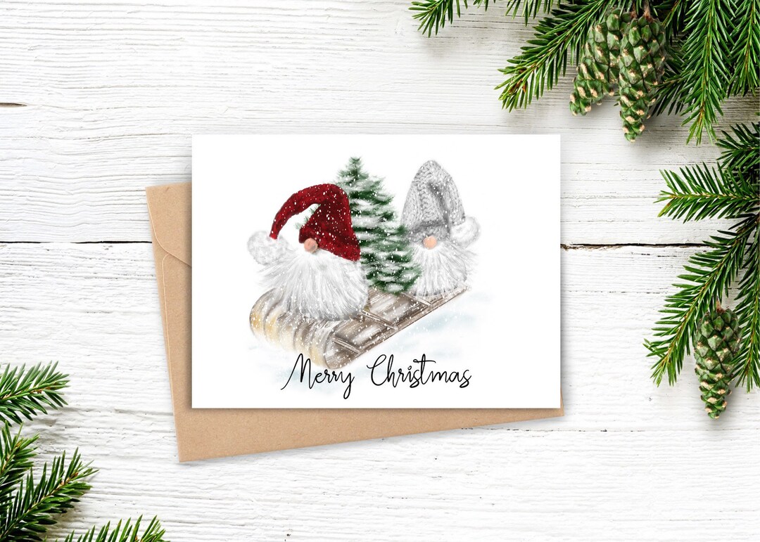 Gnome Christmas Cards, Christmas Gnome Stationery, Holiday Card Set ...