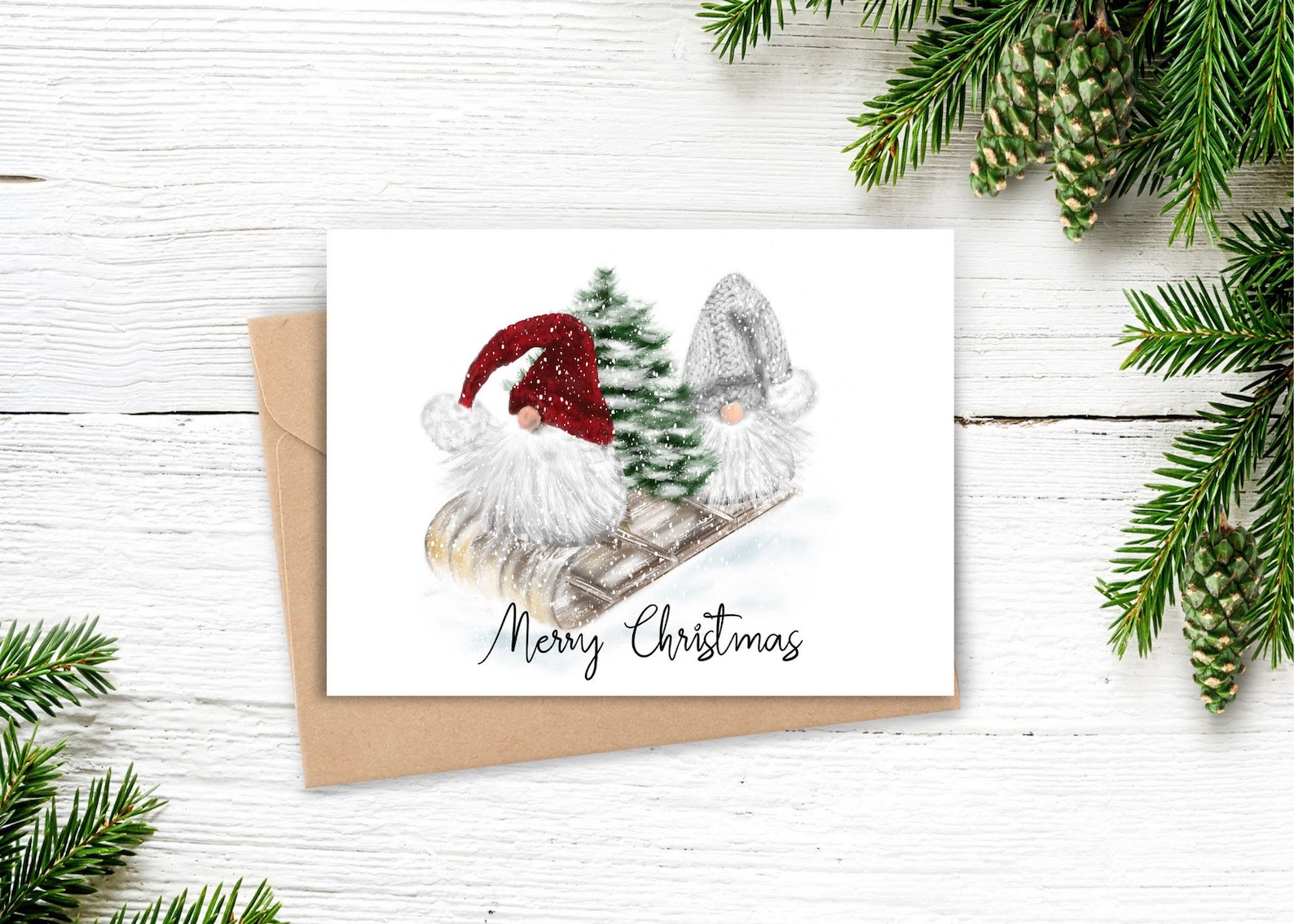 Gnome Christmas Cards, Christmas Gnome Stationery, Holiday Card Set ...