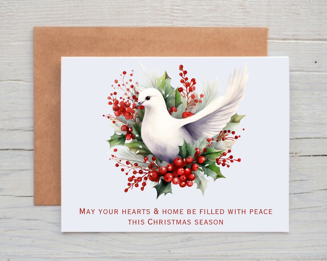 Dove Christmas Cards, Holiday Card Set, Peace Christmas Card With Envelopes, Religious Christmas ...