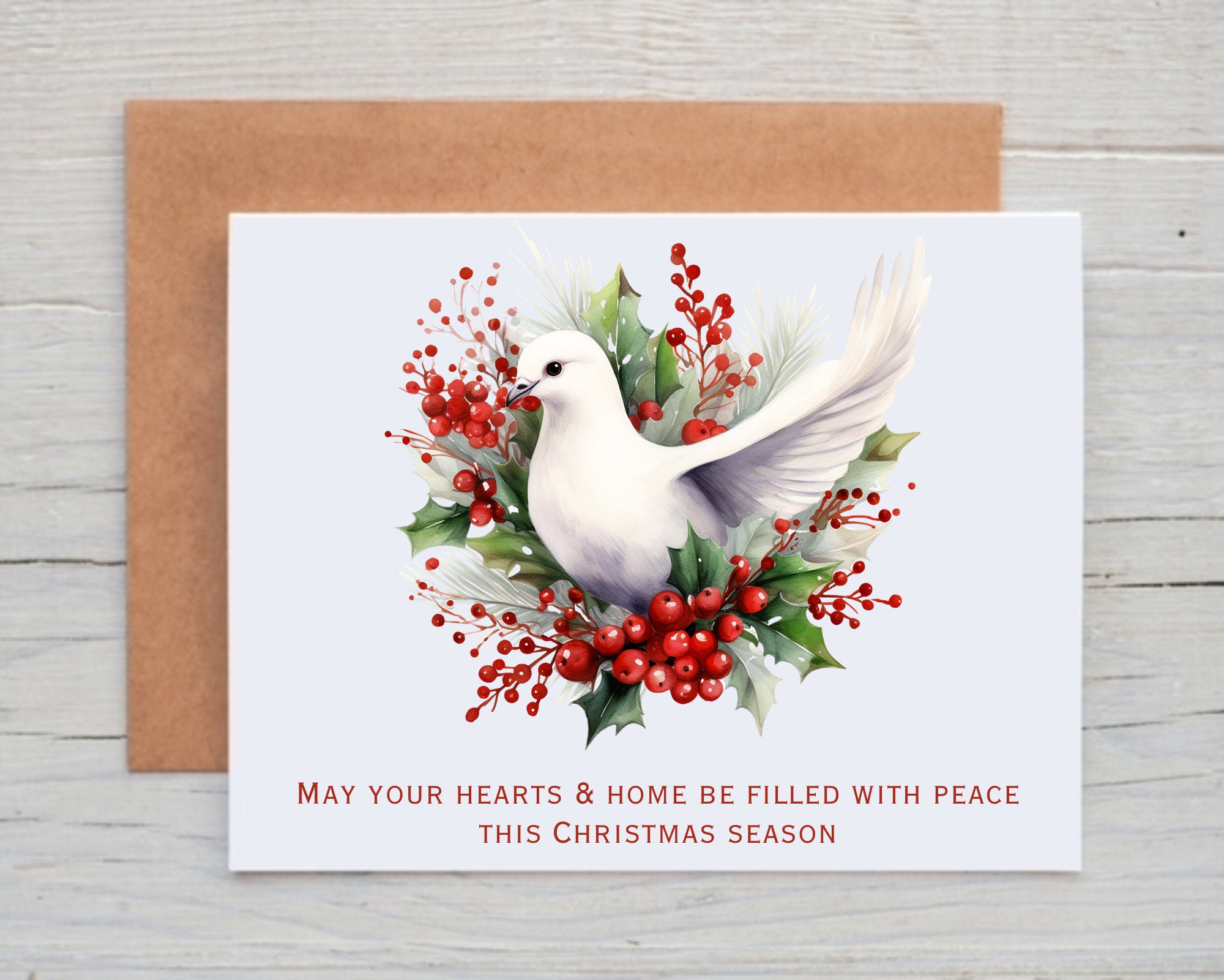 Dove Christmas Cards, Holiday Card Set, Peace Christmas Card With Envelopes, Religious Christmas ...