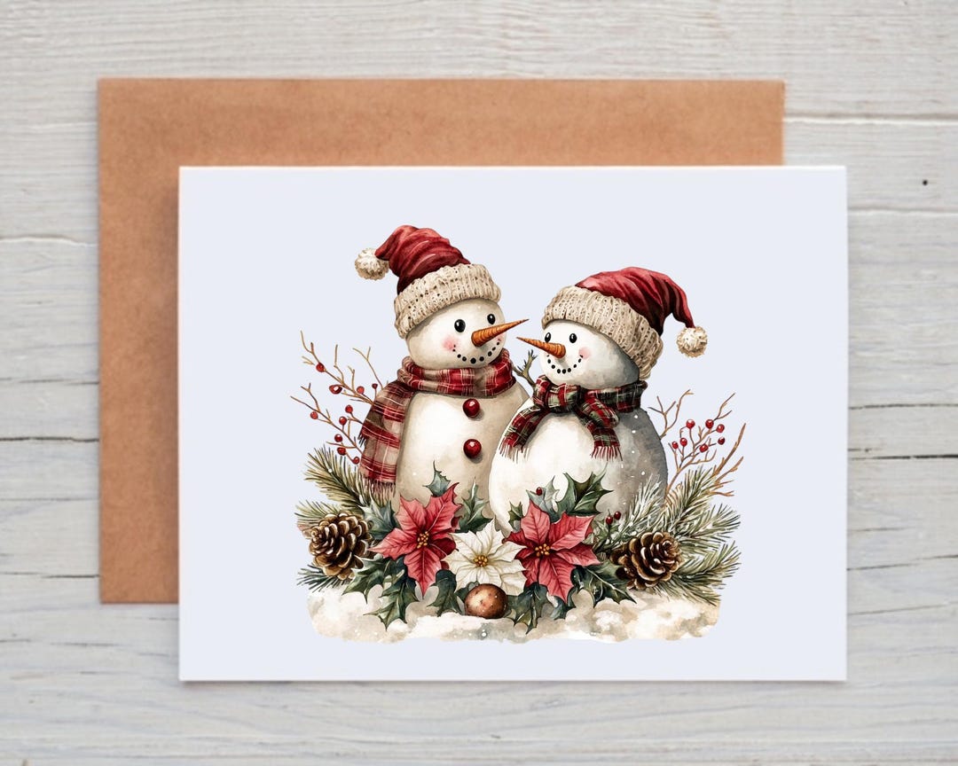 Christmas Snowmen Greeting Cards, Christmas Scene Card Pack, Christmas ...